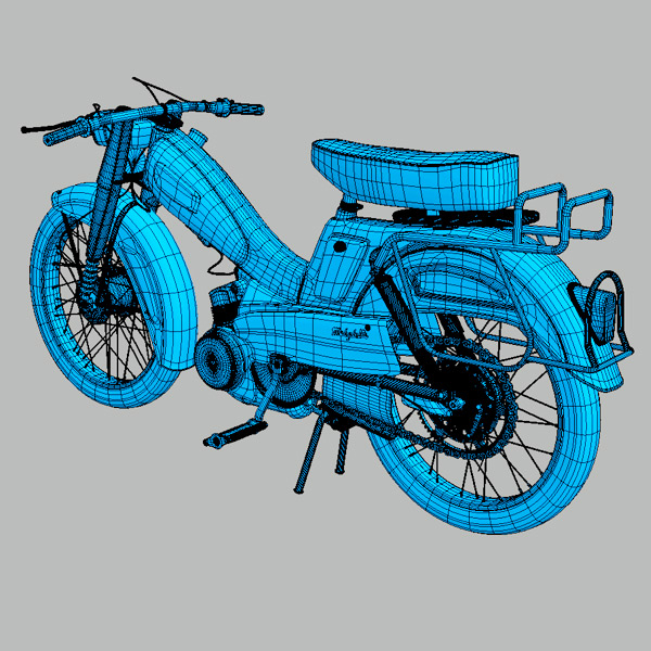 3d mobylette bleu