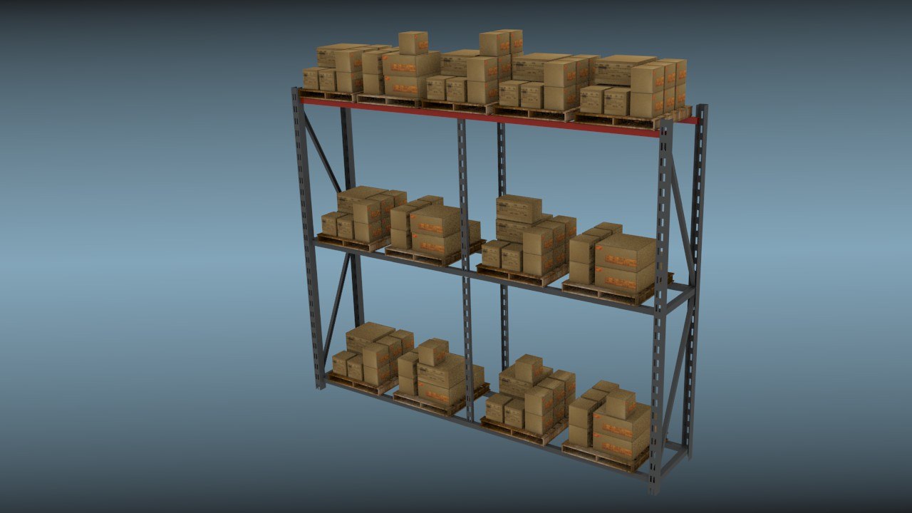 large warehouse rack 3d model