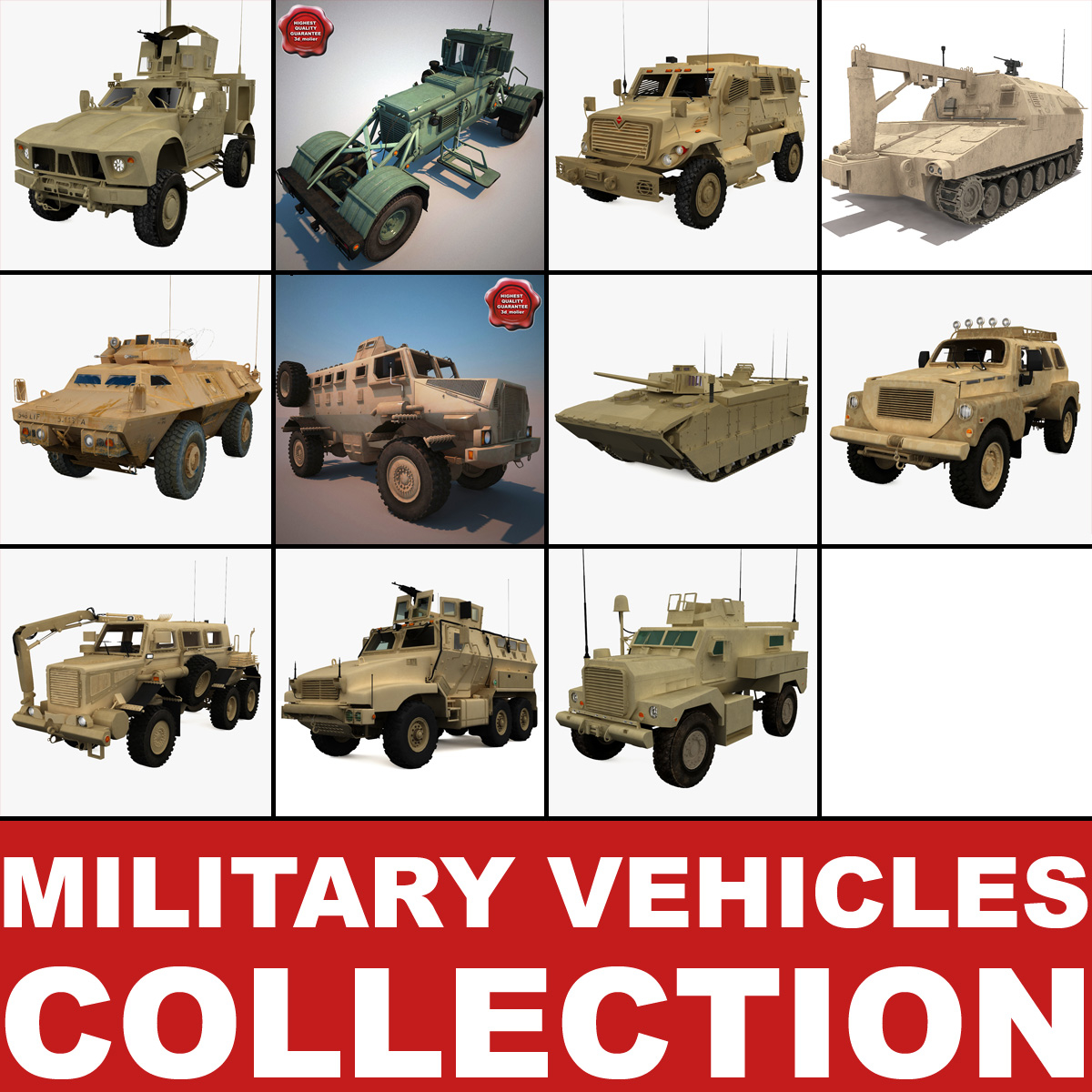 military vehicles v2 3d model
