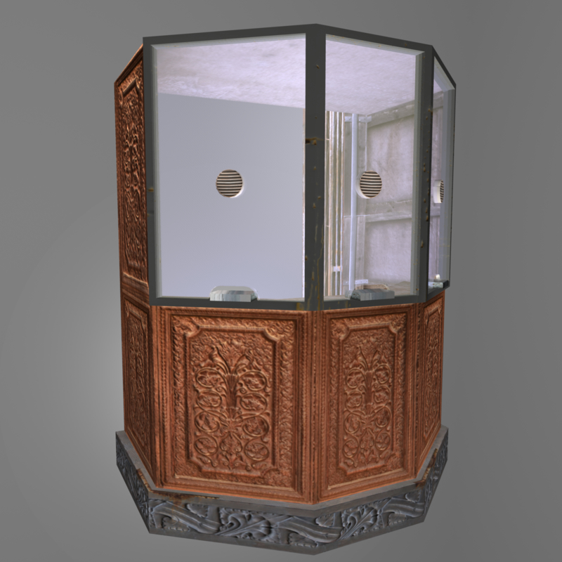 wooden ticket booth 3d obj