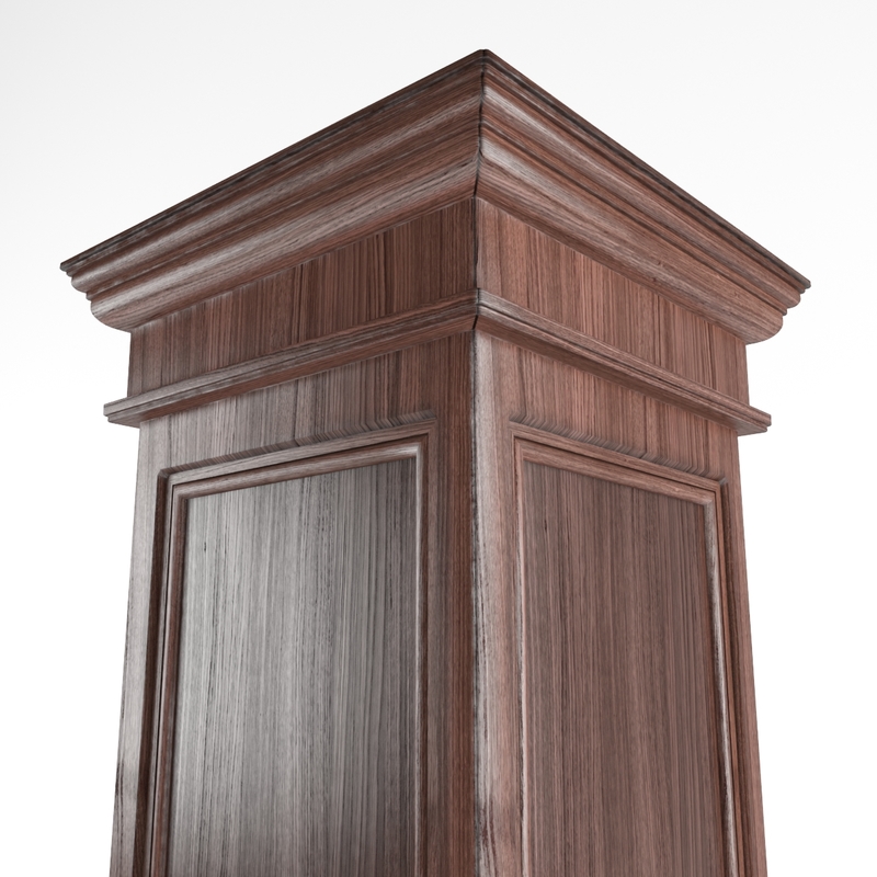 wooden panels walls columns 3d model