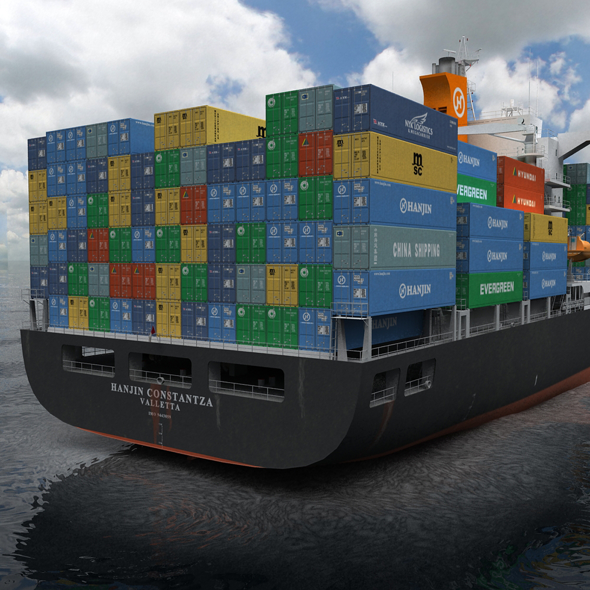 container ship cargo 3300teu 3d model