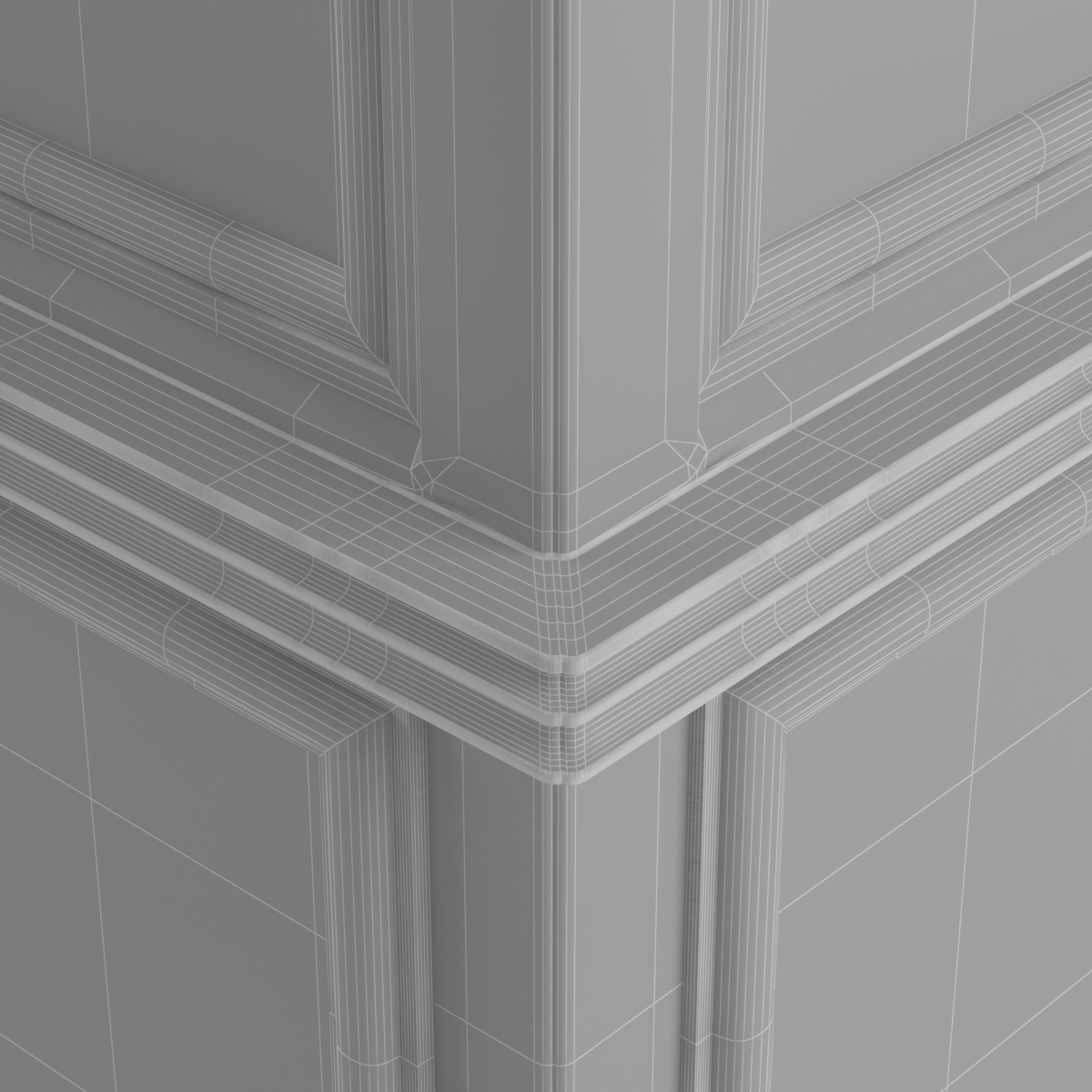 wooden panels walls columns 3d model