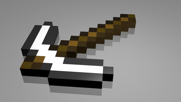 3d 3ds minecraft pickaxe iron