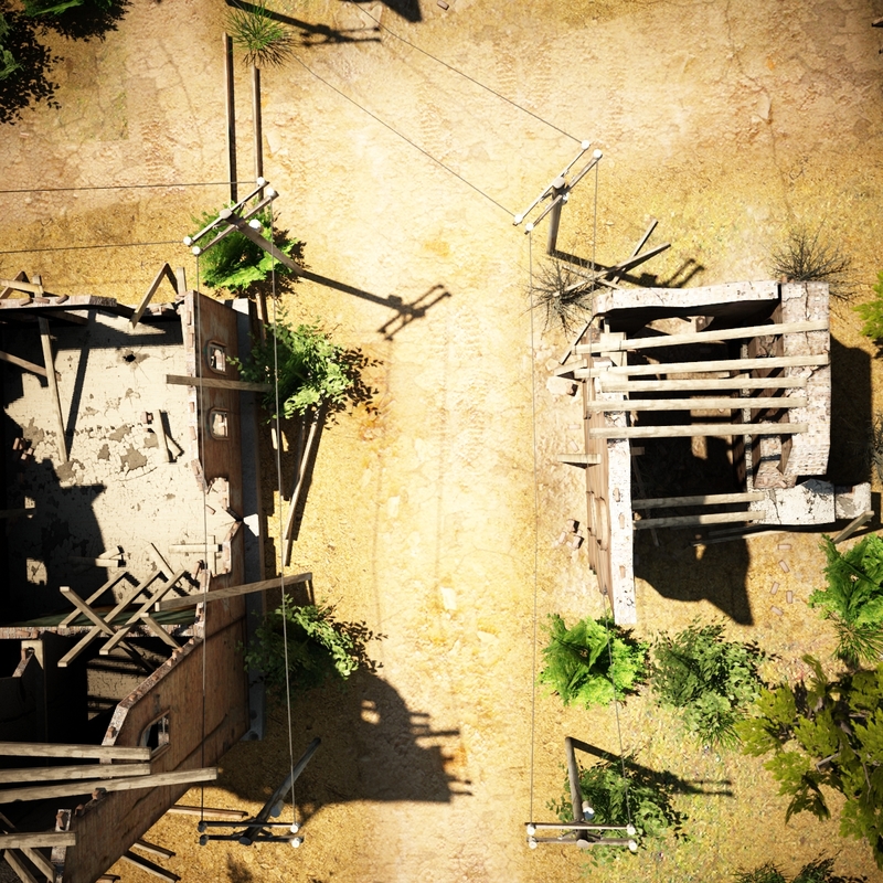 3d destroyed village environment model
