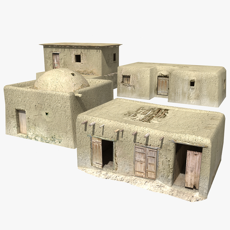 mud walled houses 3d max