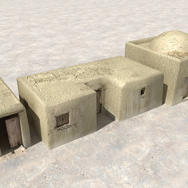 mud walled houses 3d max