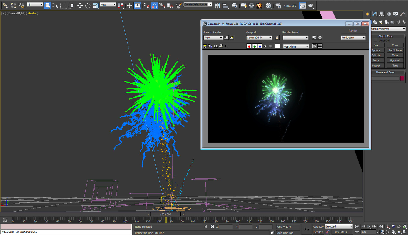 free fireworks particle flow 3d model