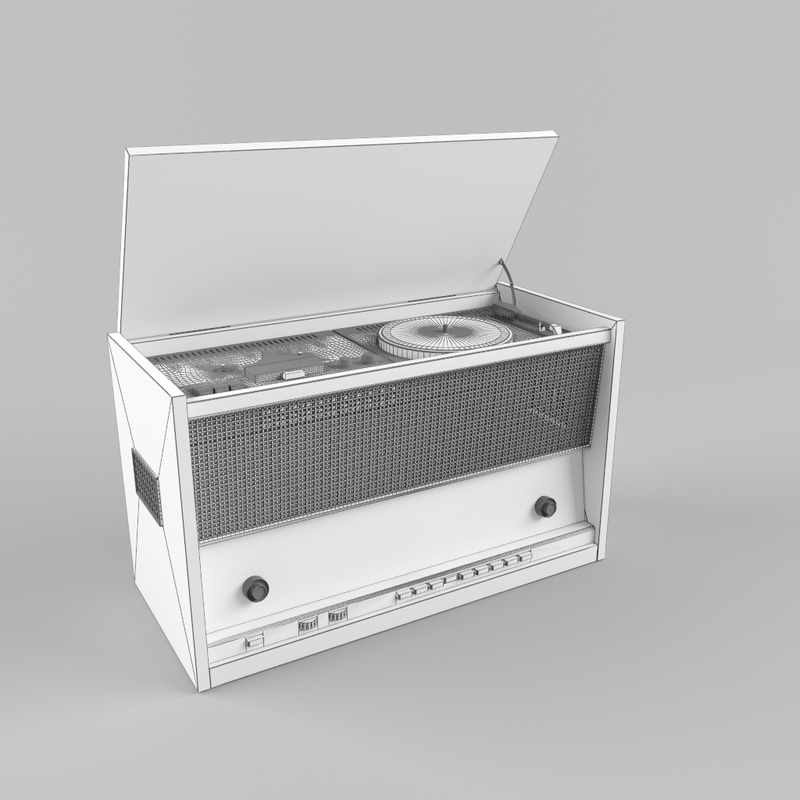 3d vintage radio model