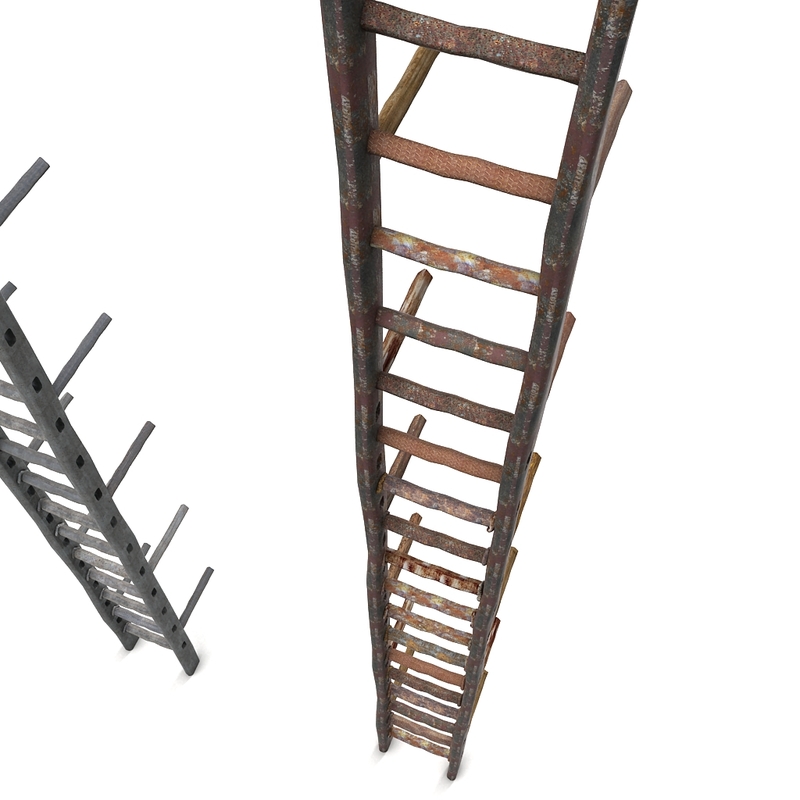 metal ladder old 3d model