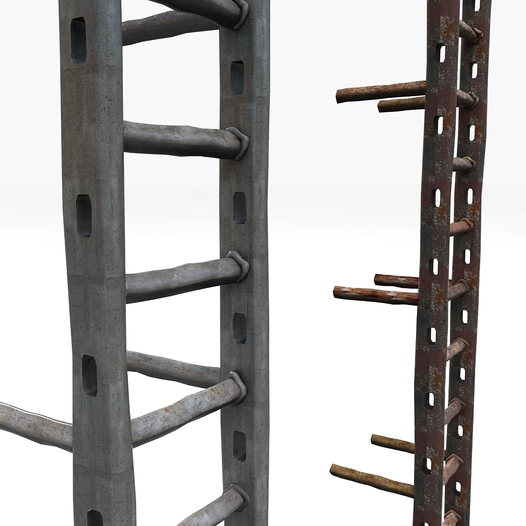 metal ladder old 3d model