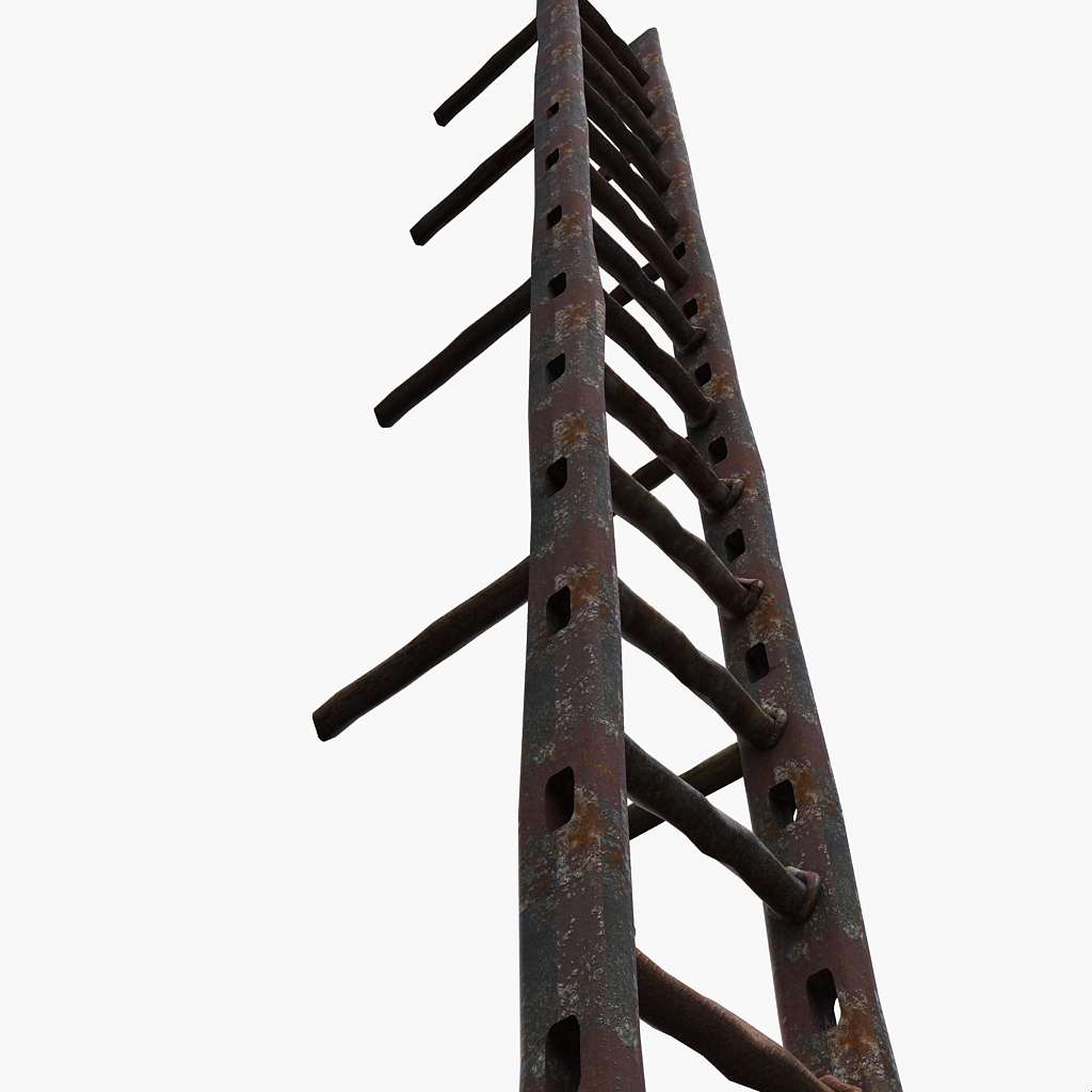 metal ladder old 3d model