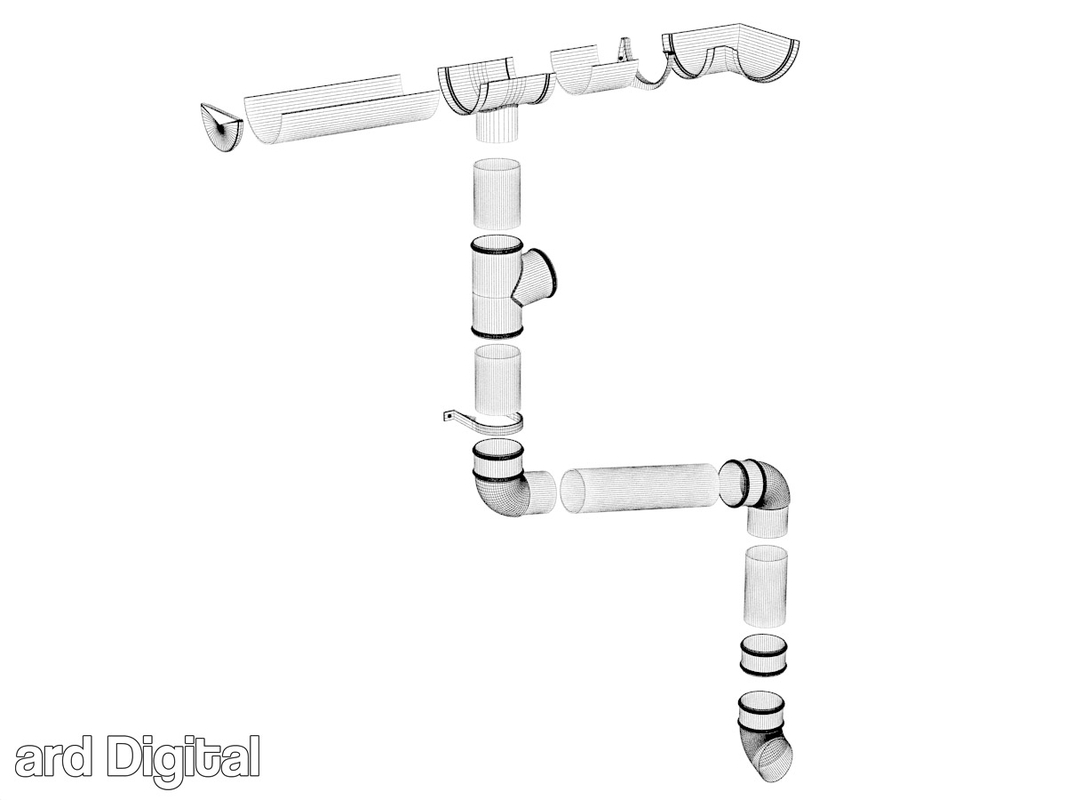 3d model rain water guttering