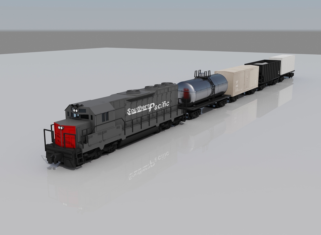 3d freight train engine