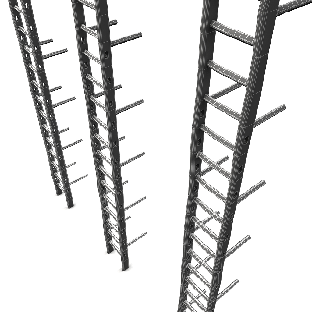 metal ladder old 3d model