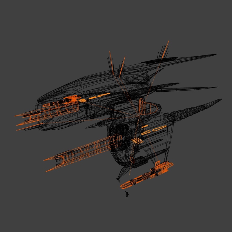 3d alien gunship weapons model