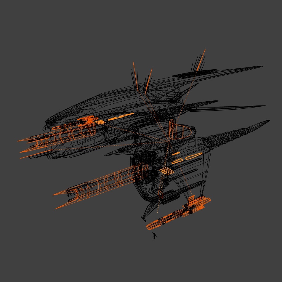 3d alien gunship weapons model