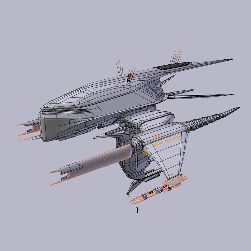 3d alien gunship weapons model