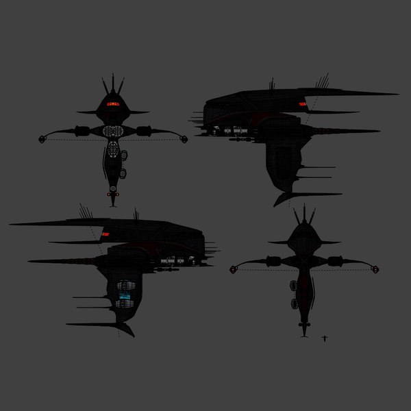 3d alien gunship weapons model