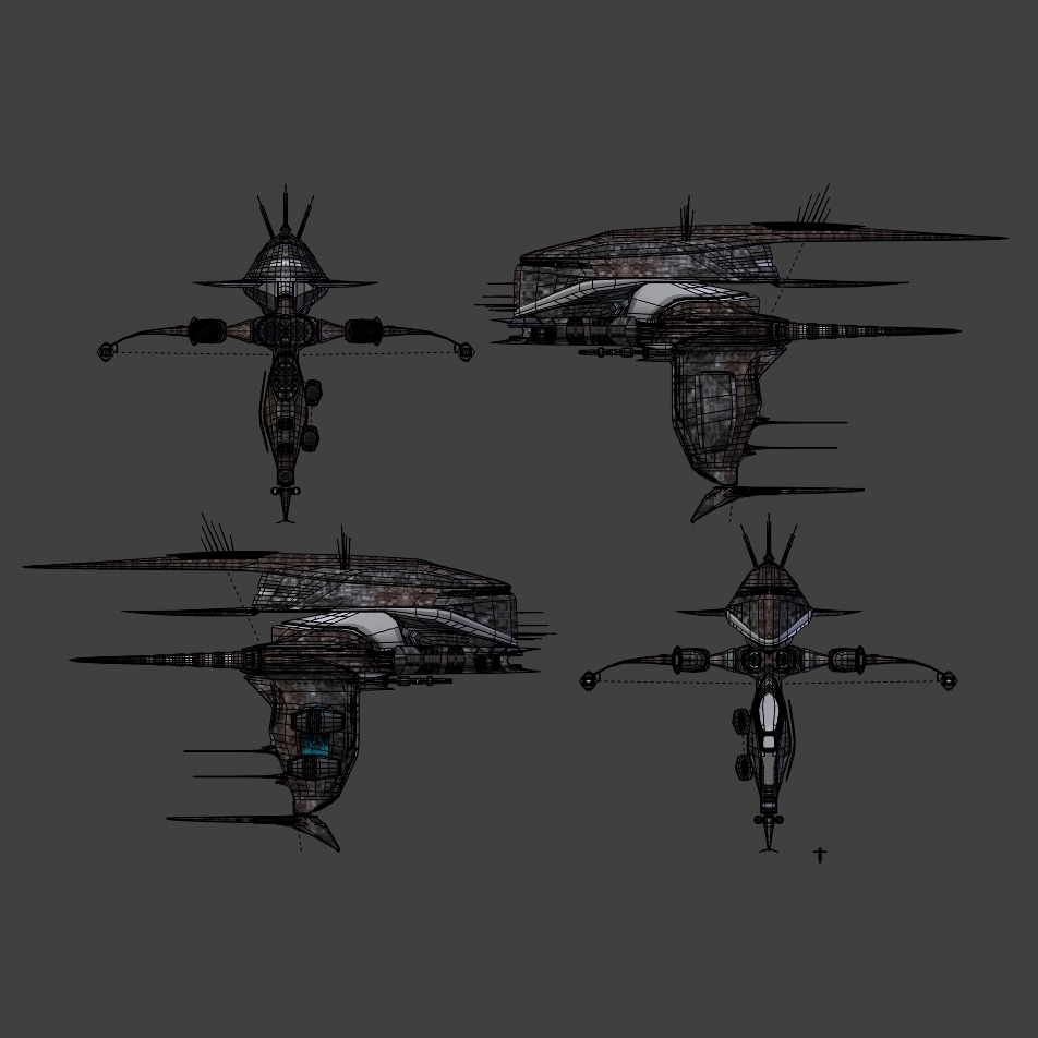 3d alien gunship weapons model