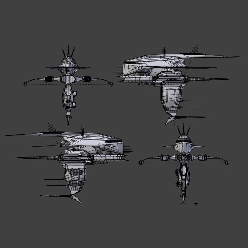 3d alien gunship weapons model