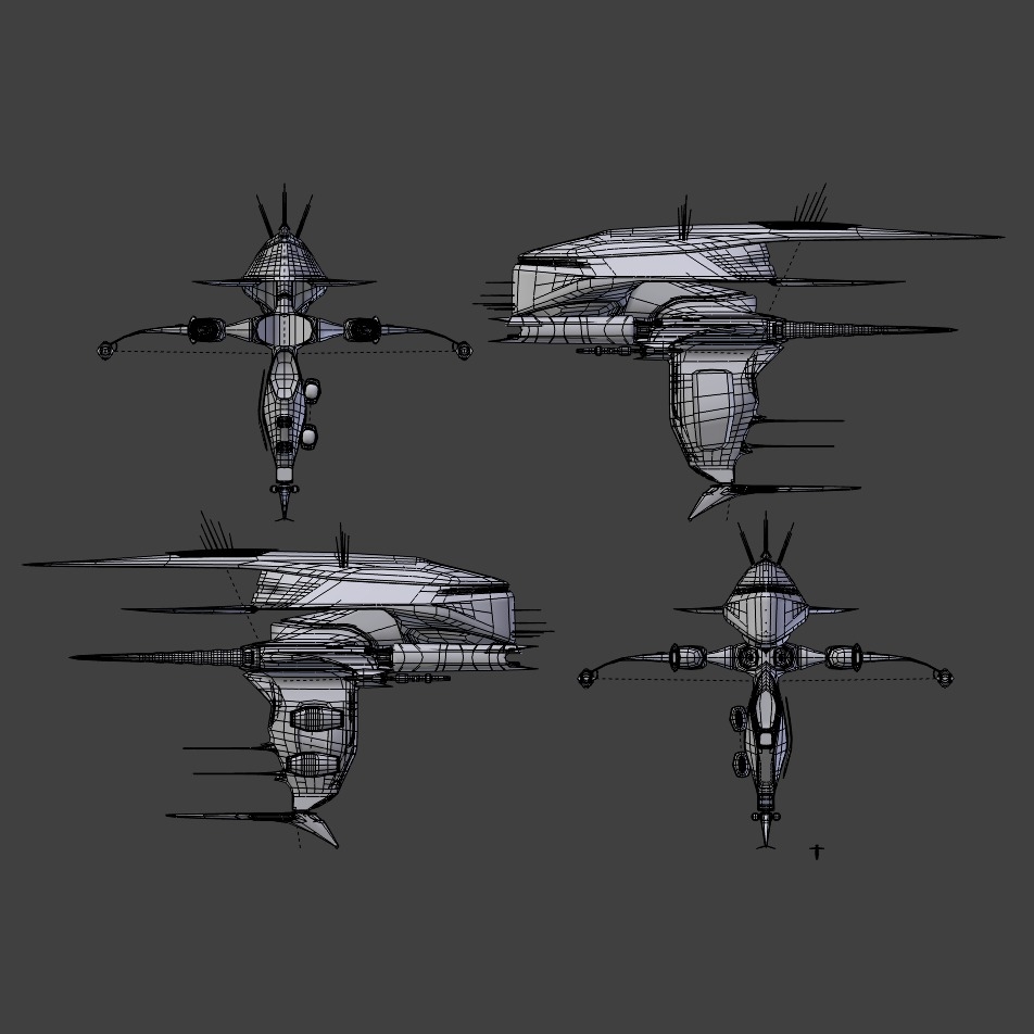 3d alien gunship weapons model