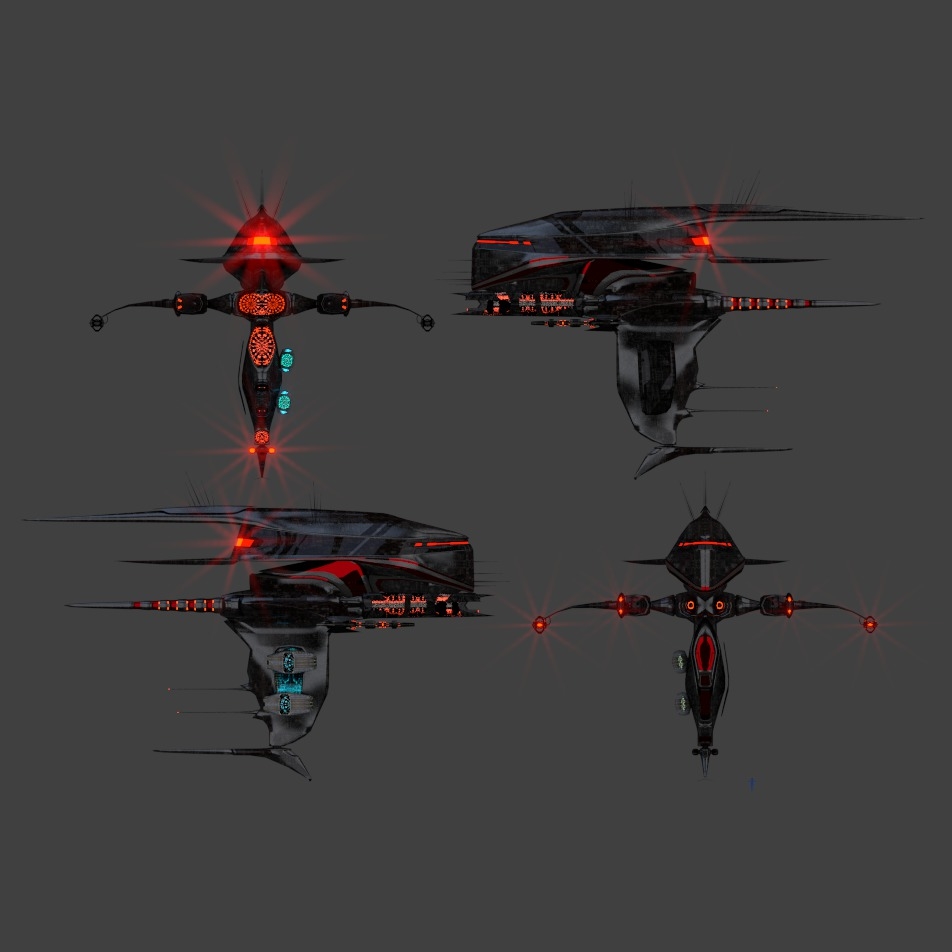 3d alien gunship weapons model