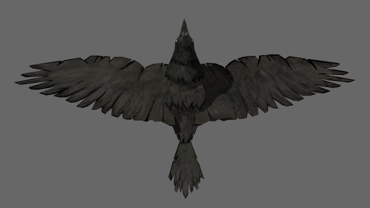 3d crow cartoon toon model