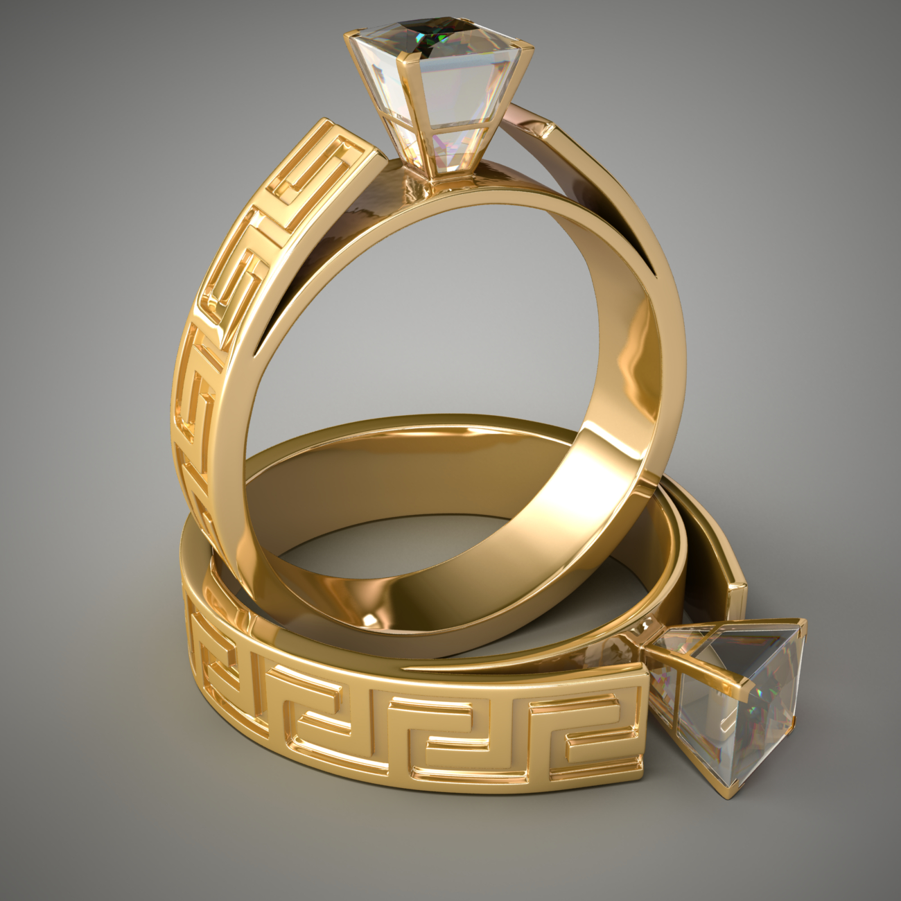 3d gold ring diamond