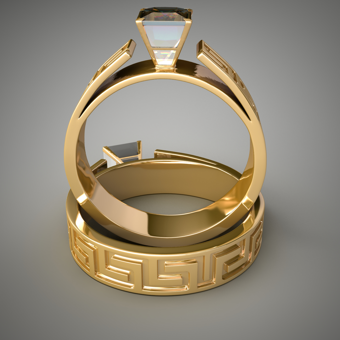 3d gold ring diamond