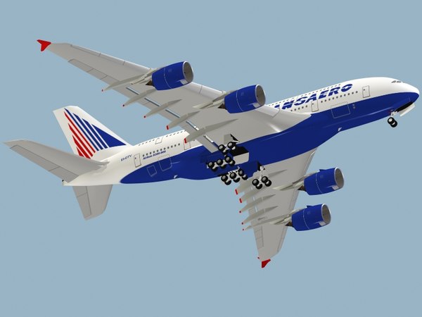 airbus a380-800 transaero airlines 3d max