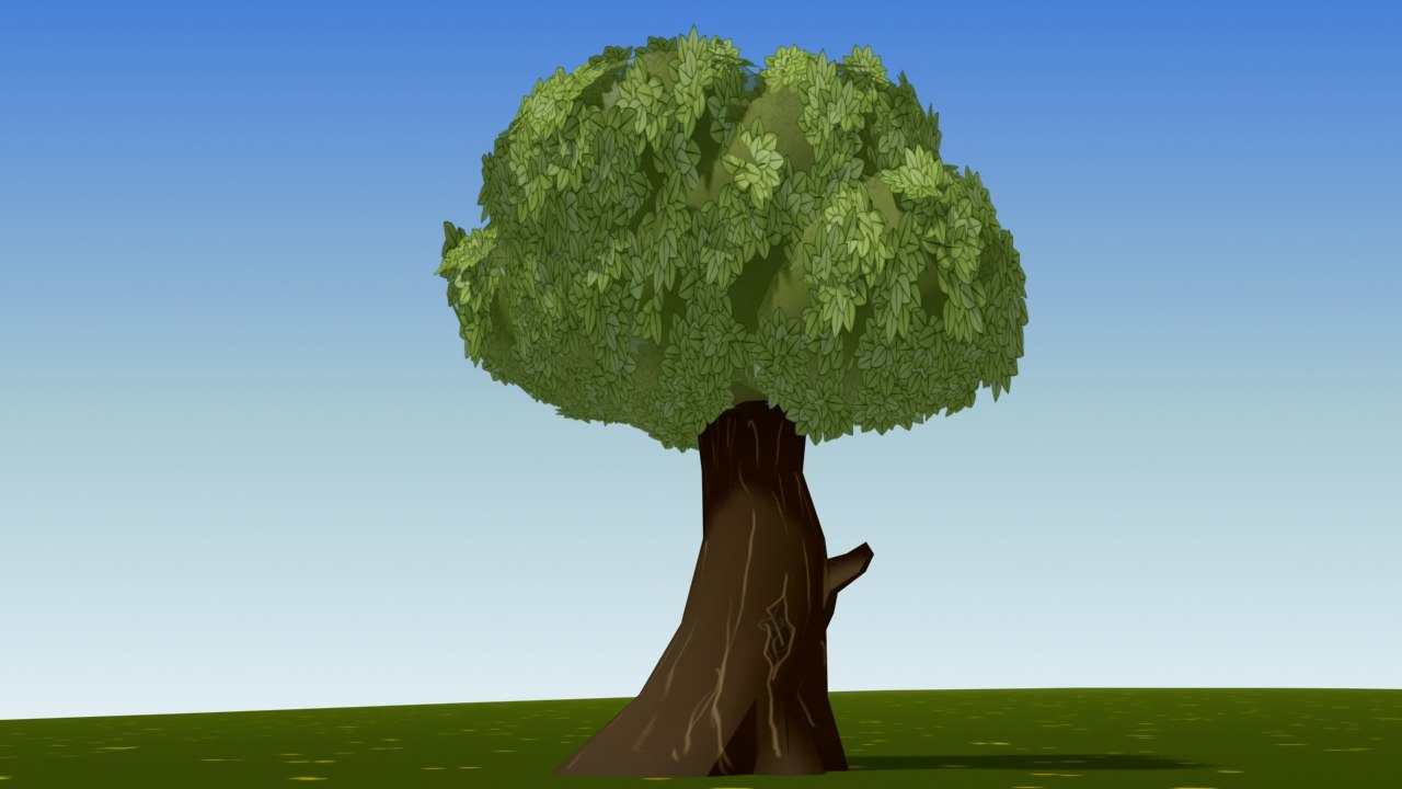 3d cartoon leave tree
