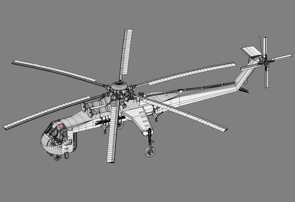 3d model sikorsky ch-54a skycrane helicopter