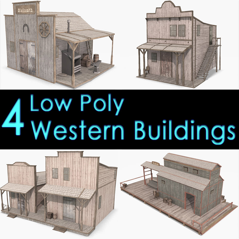 3d model western buildings
