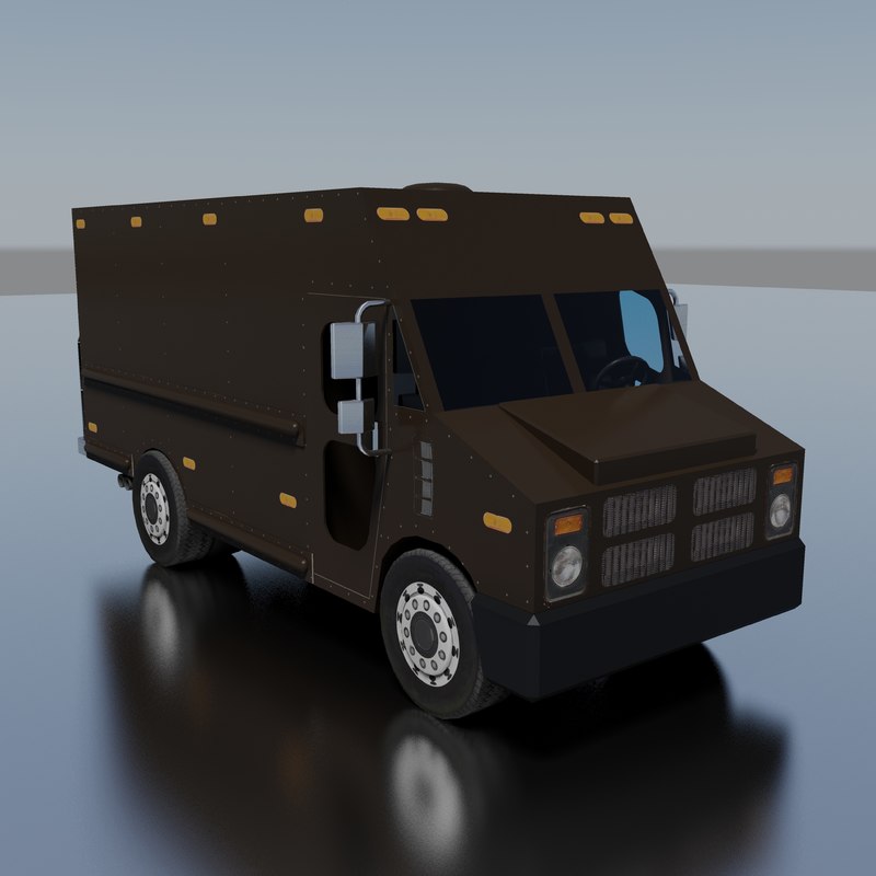 3d brown delivery truck