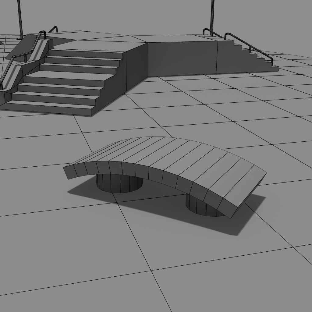 3d model modular skateboard ramps