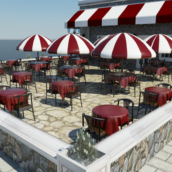 outdoor cafe 3d model