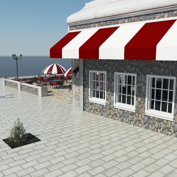 outdoor cafe 3d model