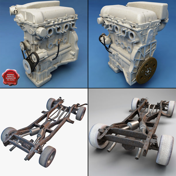 animation l4 16v engine 3d model