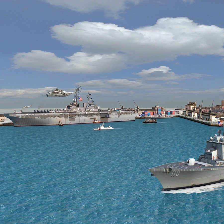 navy base port scenario 3d model