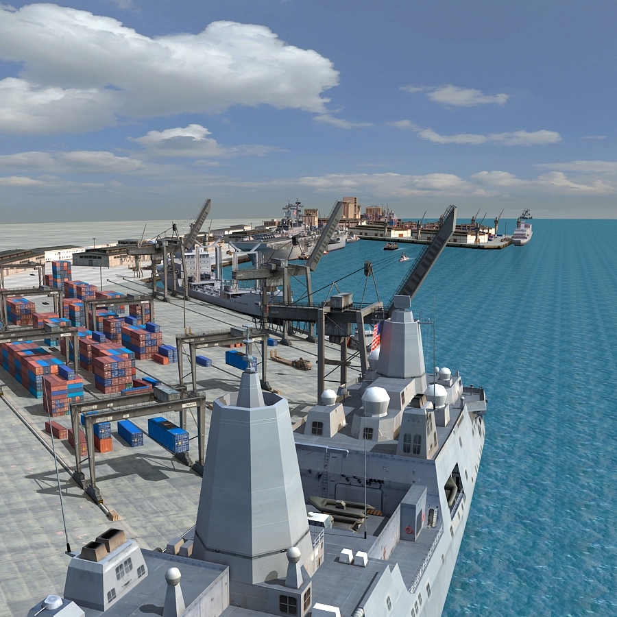 navy base port scenario 3d model