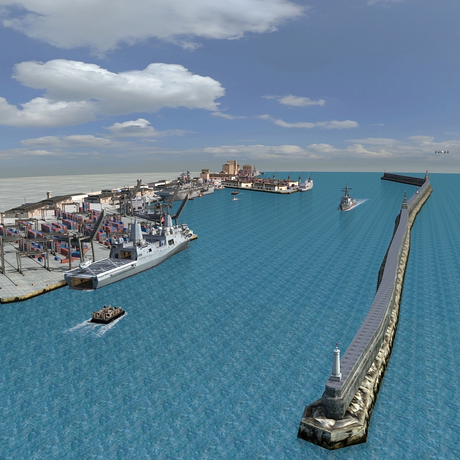 navy base port scenario 3d model