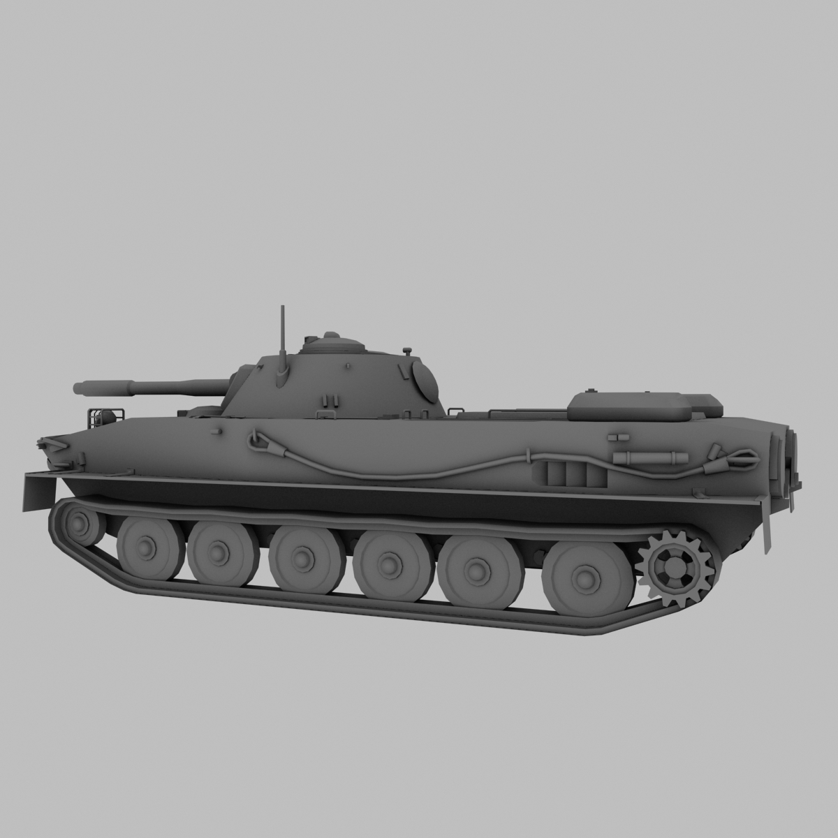 pt-76 tank soviet 3d model