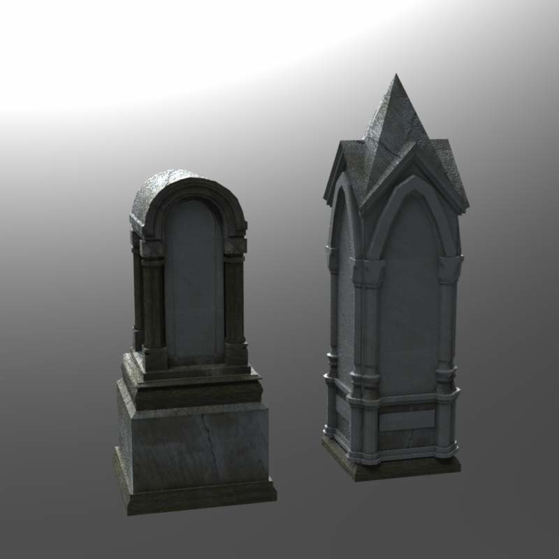 gray tombstones 3d model