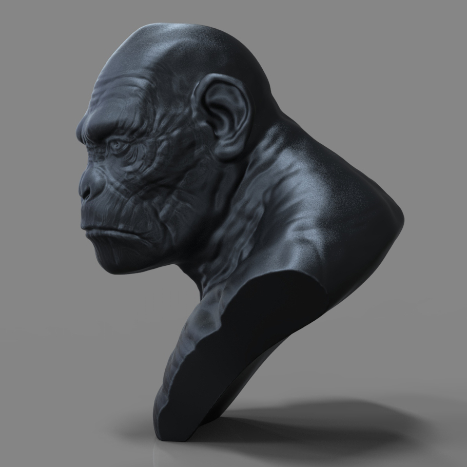 printable ape bust sculpture 3d model