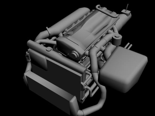 3d model nissan rb26dett engine