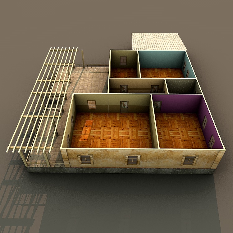 3d house interior building