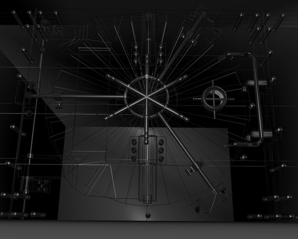 3d high-tech vault safe locking model