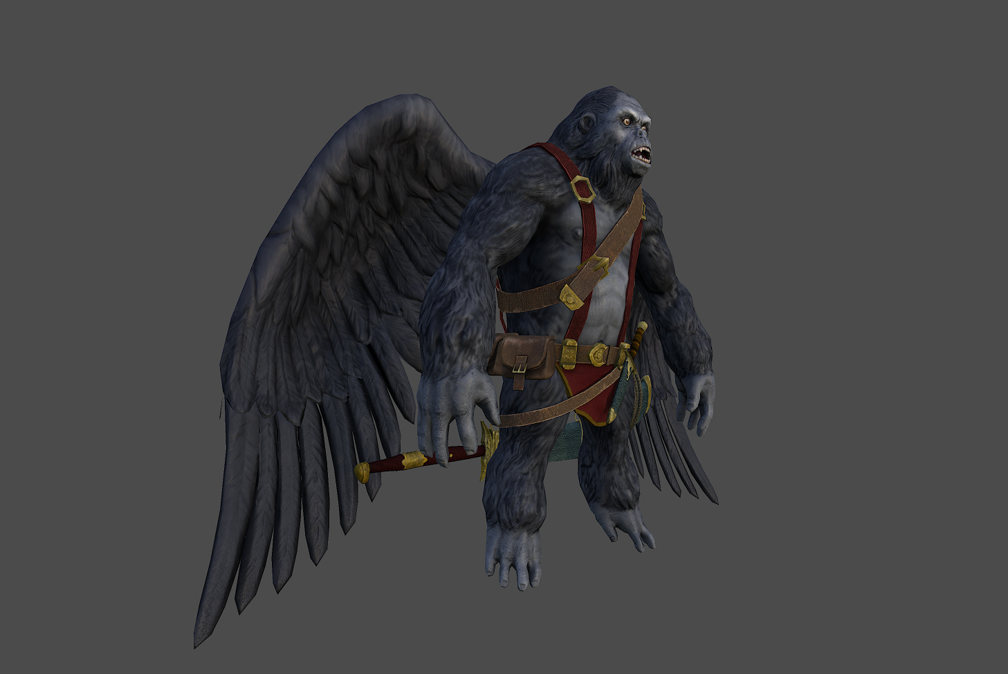 3d model of creature flying ape