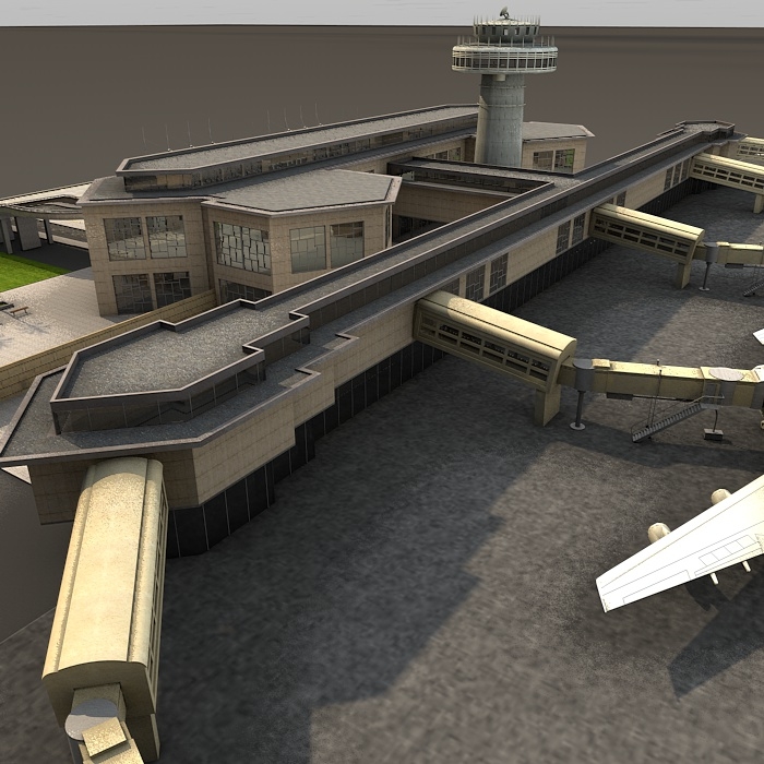 3d small airport scene